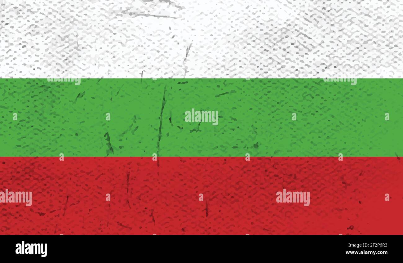 Bulgaria flag with waving grunge texture. Vector background Stock ...