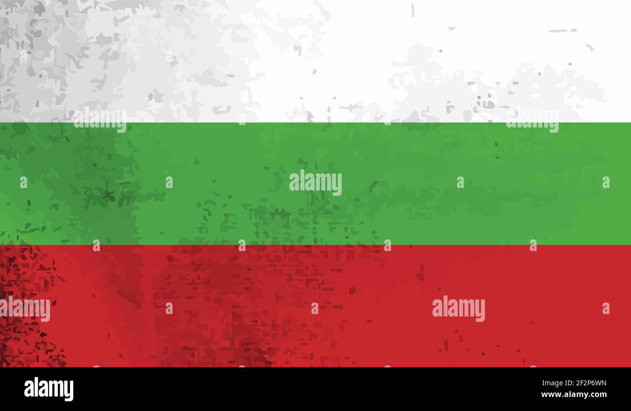 Bulgaria flag with waving grunge texture. Vector background Stock ...