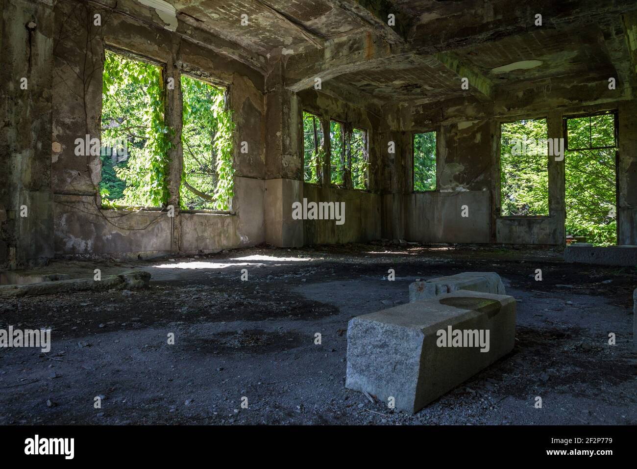 Interior view of the abandoned Atagoyama Cable Railway Station on the ...