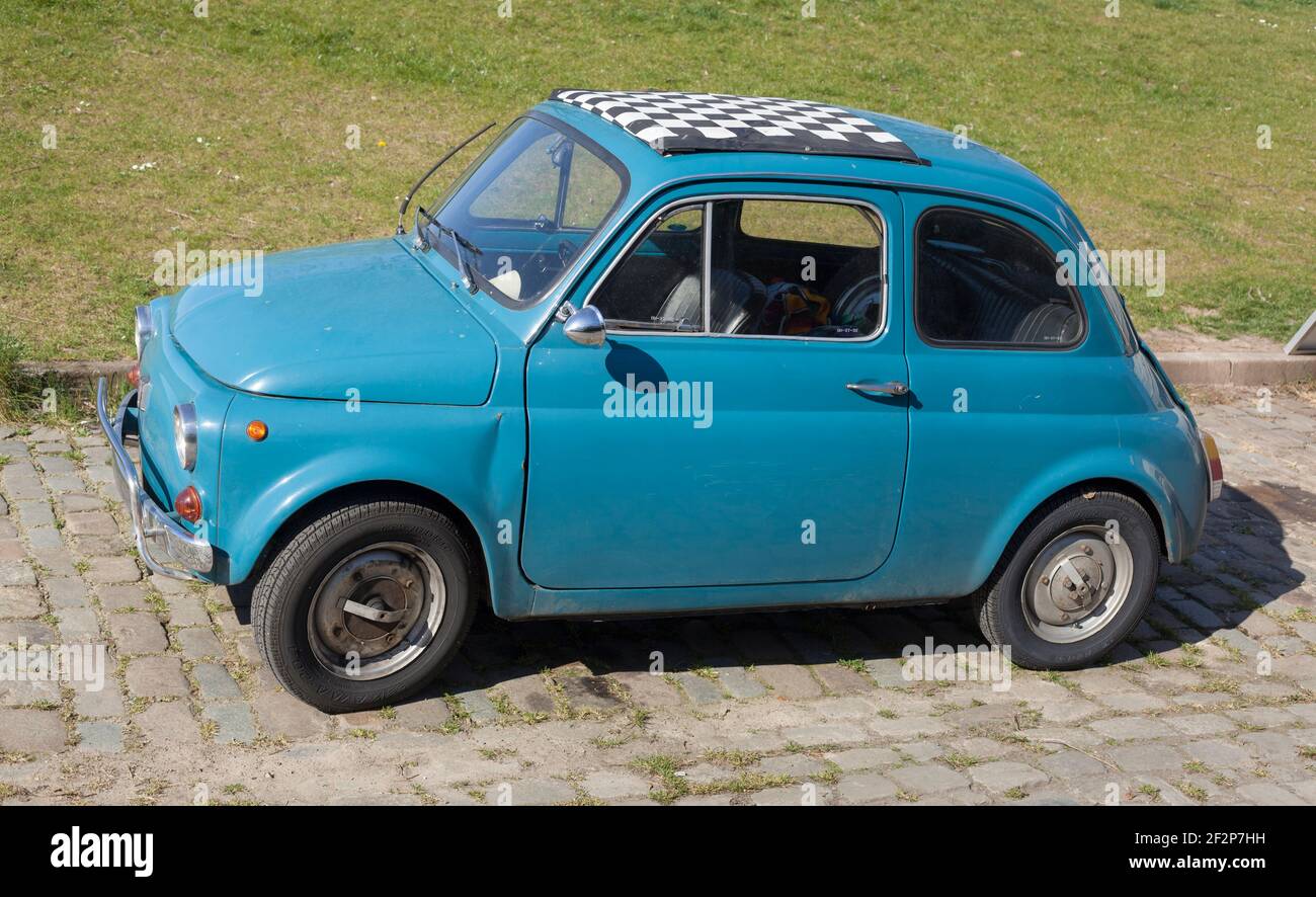Old blue Fiat 500 or Cinquecento, Germany Stock Photo - Alamy