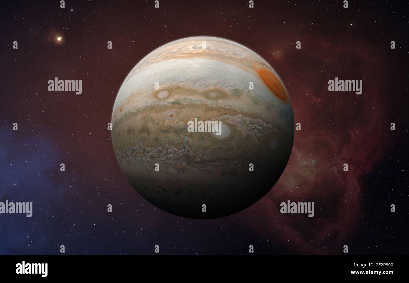 View of planet Jupiter from space. Space, nebula, galaxy and planet ...