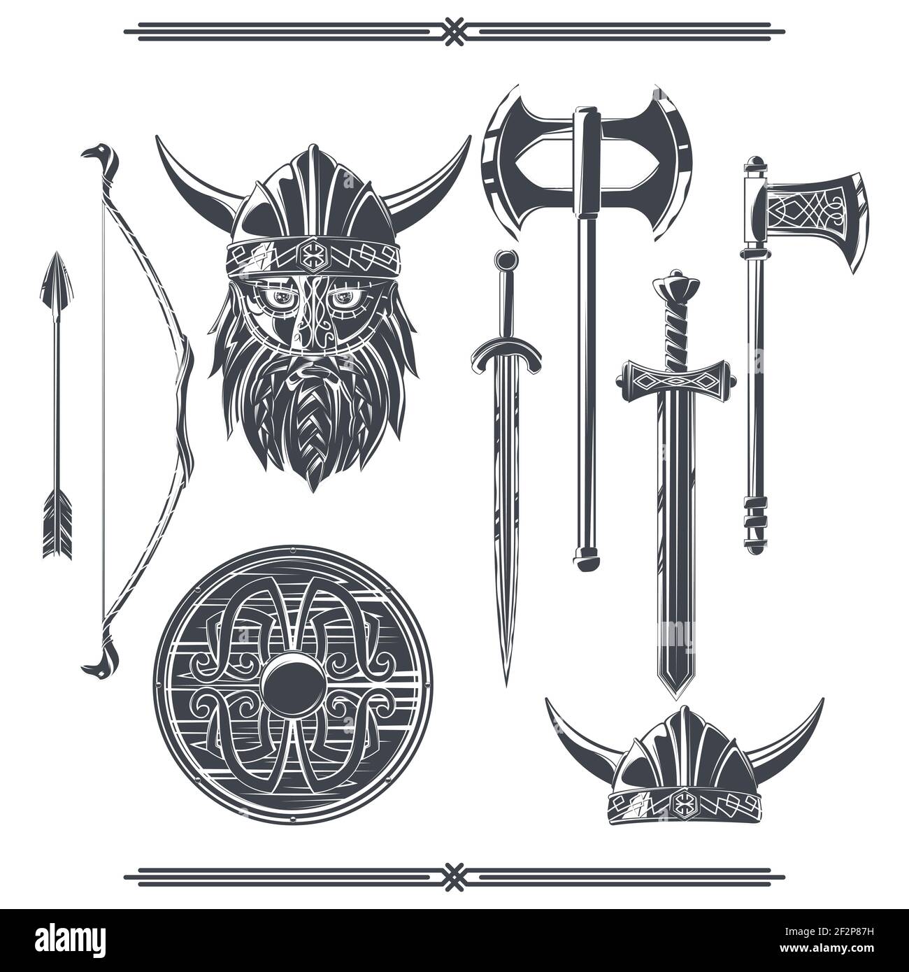 Set of viking's elements for creating your own badges, logos, labels ...