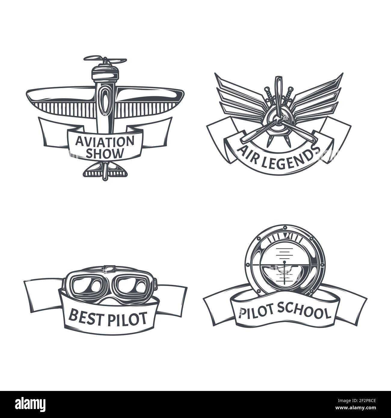 Set of drawings of pilot icons Stock Vector Image & Art - Alamy