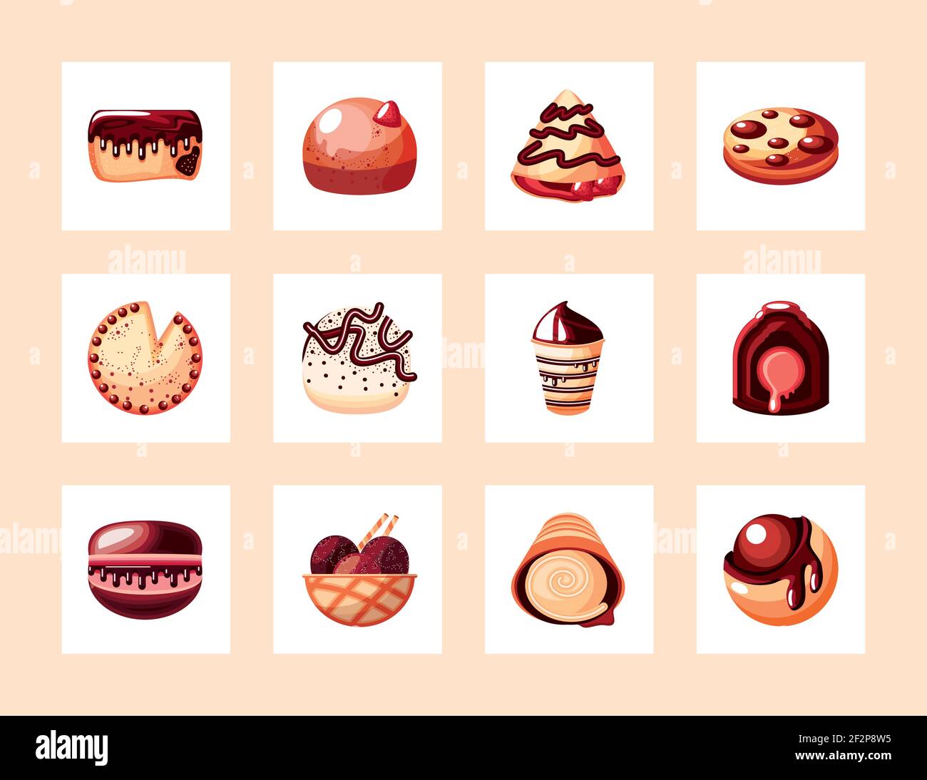 Sweet dessert made chocolate ice Stock Vector Images - Alamy