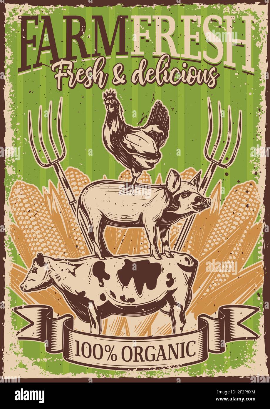Poster Design With Illustration Of Livestock Standing On Each Other On poster-design-with-illustration-of-livestock-standing-on-each-other-on