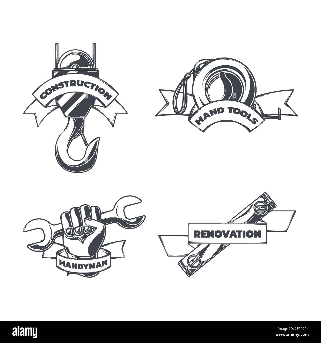 Set of drawings of construction hand tools icons Stock Vector Image ...
