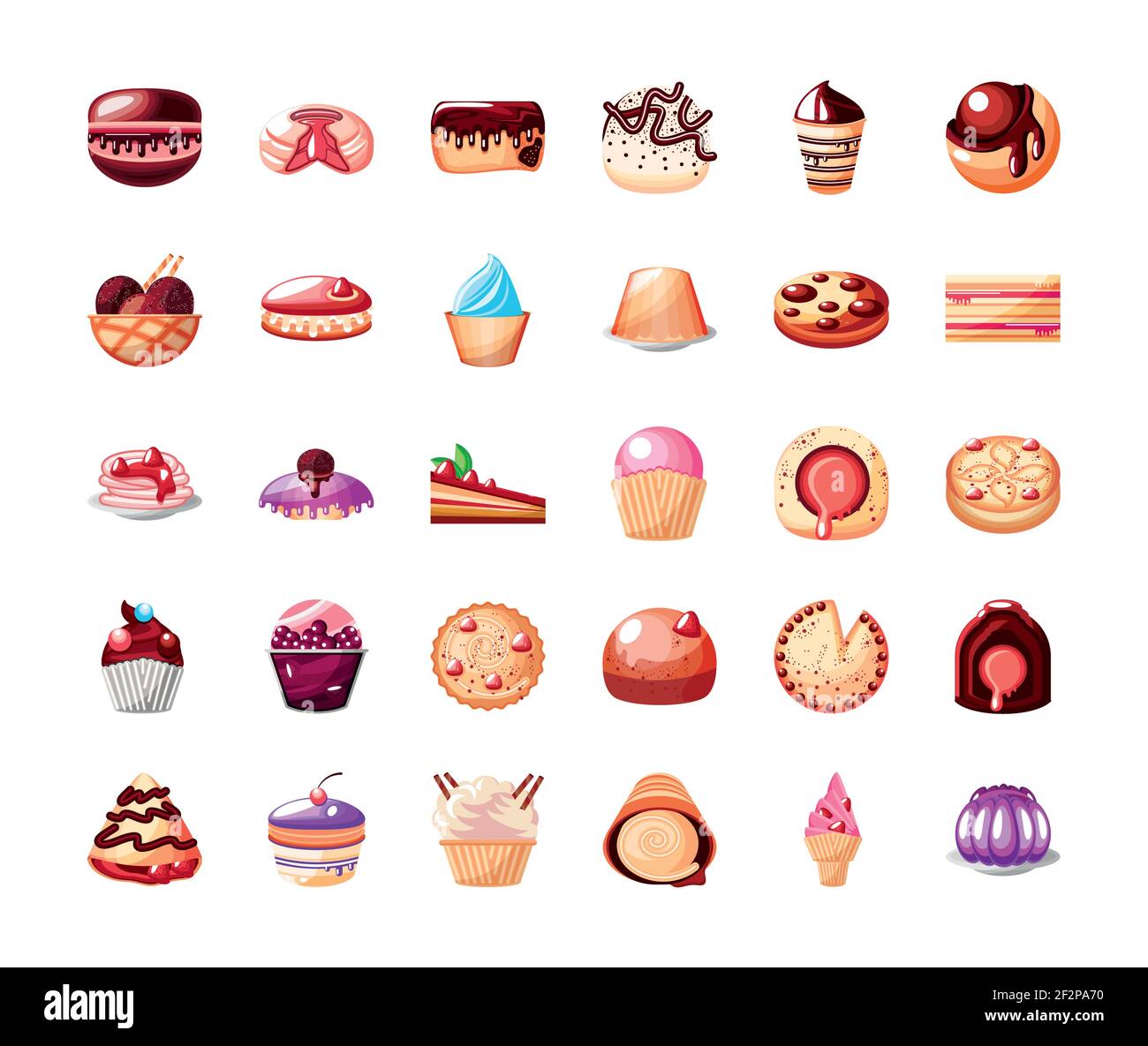 confectionery sweets dessert pastries icons Stock Vector Image & Art ...
