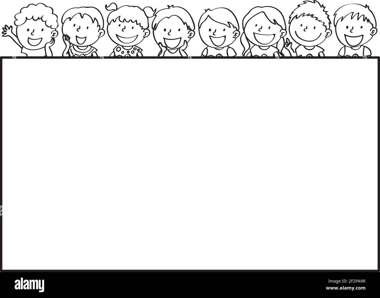 Children Border Black And White