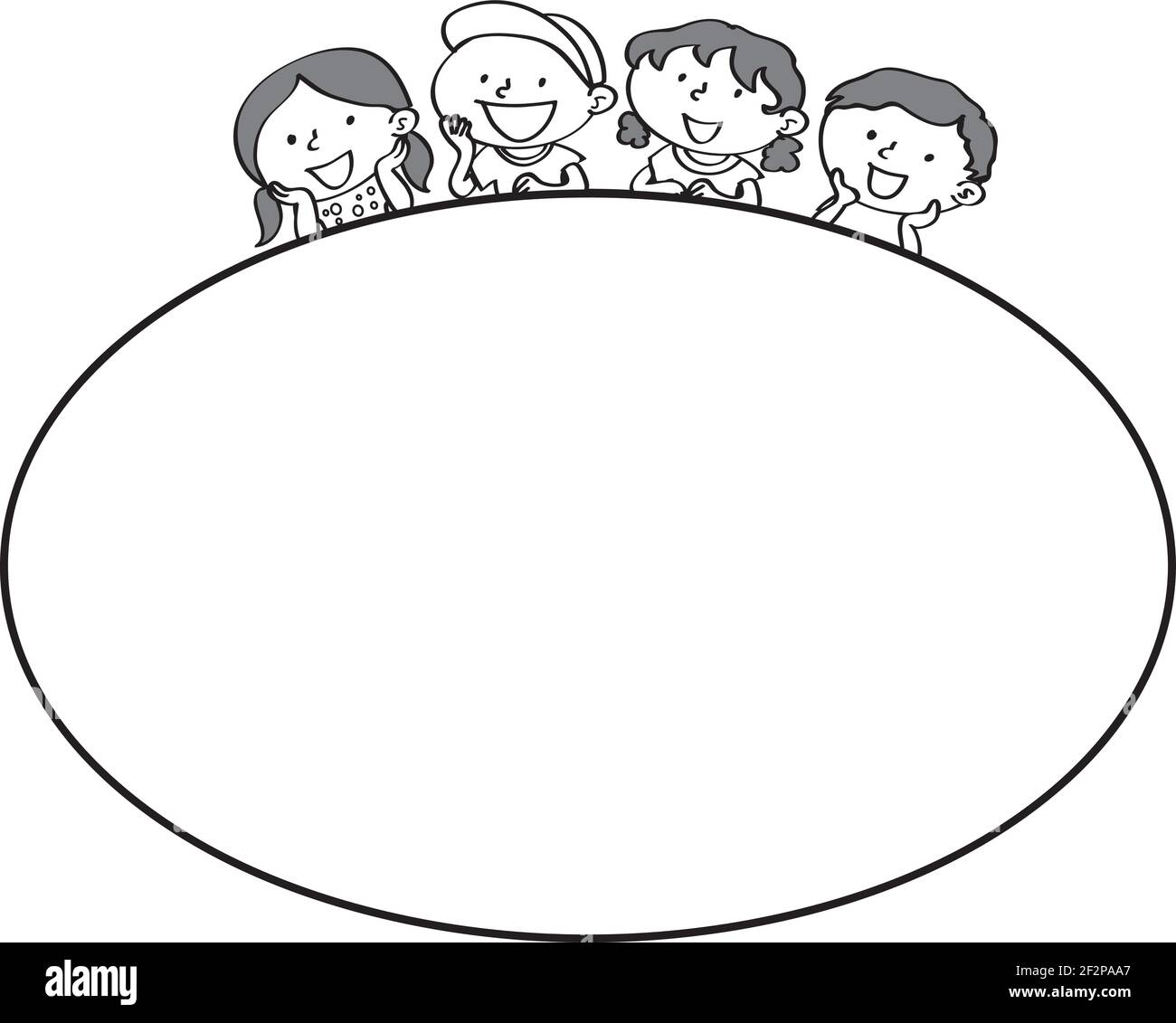 vector cartoon children oval border frame background Stock Vector Image ...