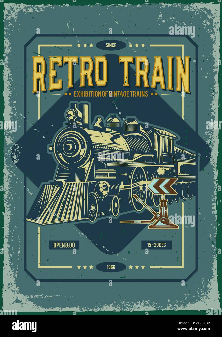 Advertising poster design with illustration of a train on the ...