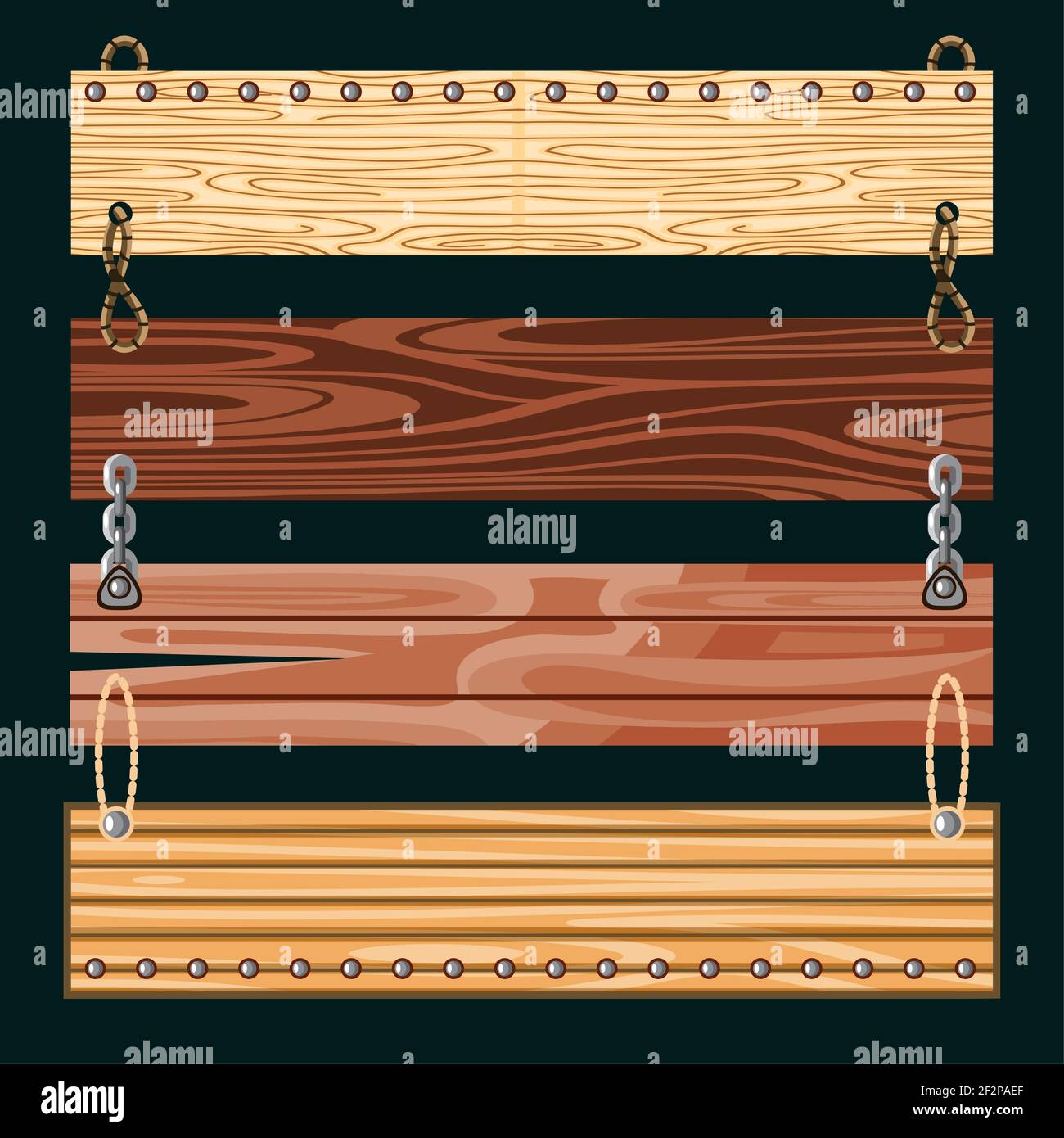 set wooden boards hanging chains Stock Vector Image & Art - Alamy