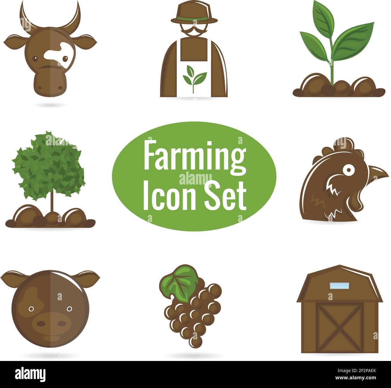 Farming harvesting and agriculture decorative icons set of livestock ...