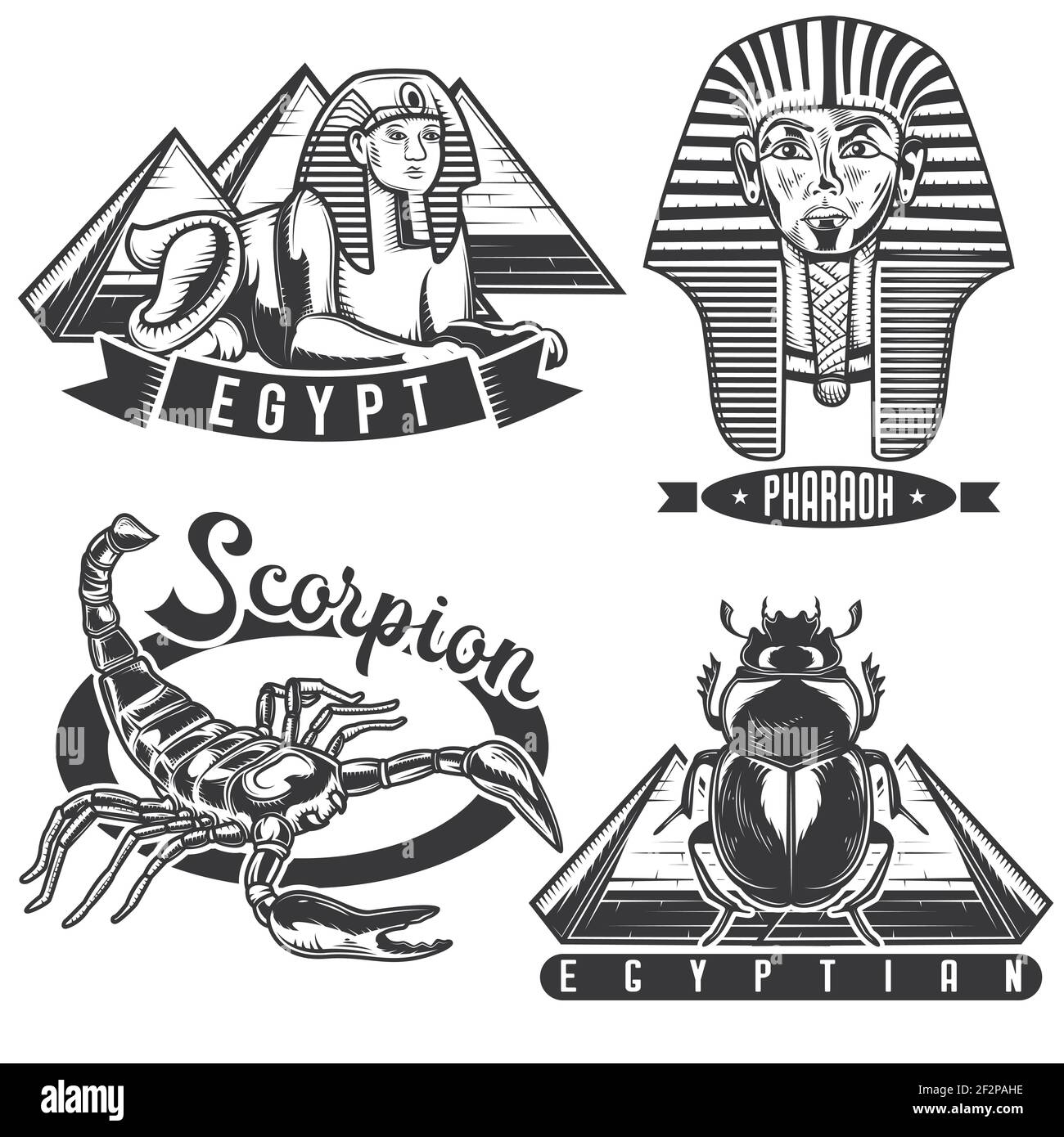 Set of vintage egyptian emblems, labels, badges, logos. Isolated on ...