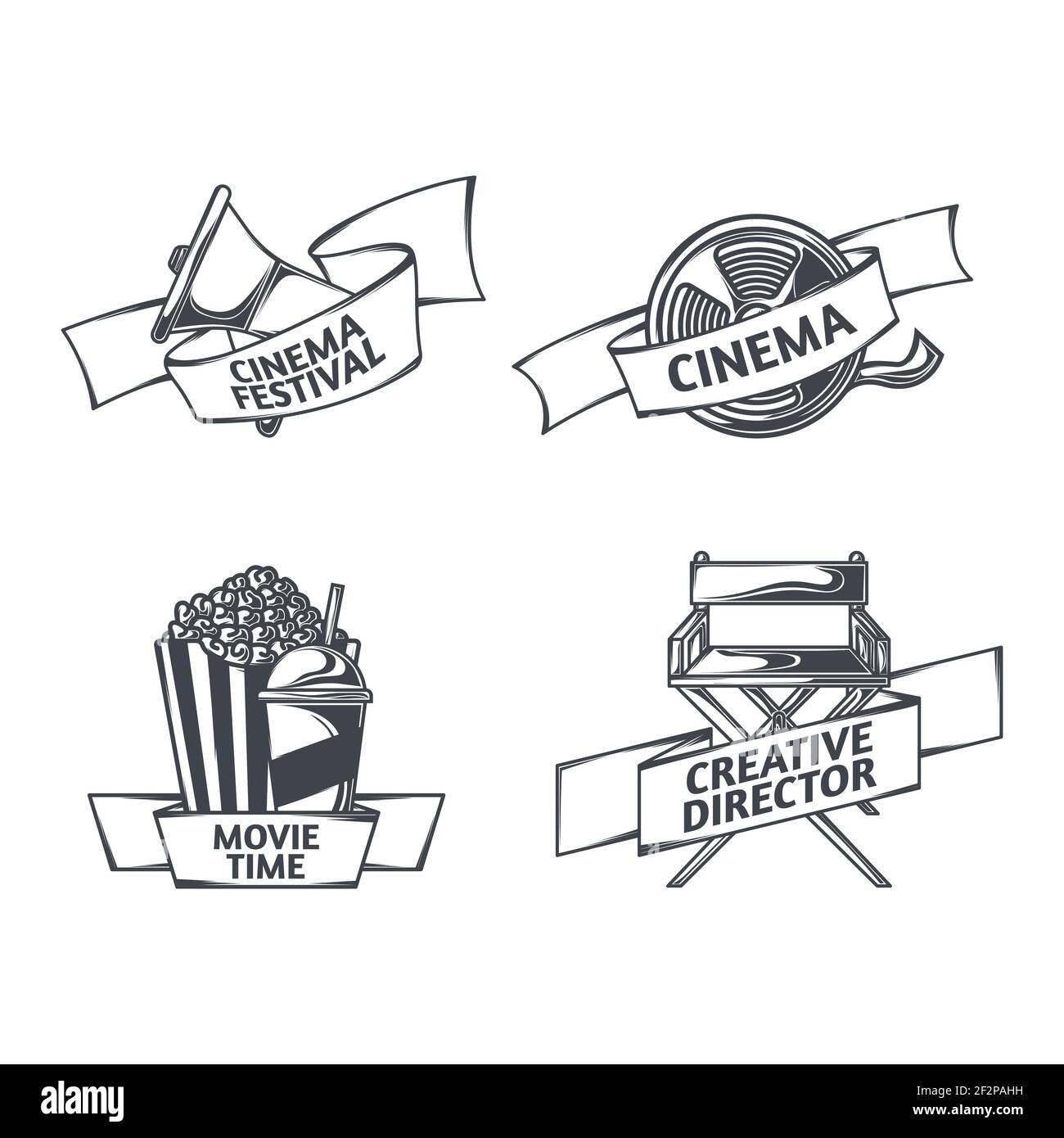 Cinema retro black icons Cut Out Stock Images & Pictures - Alamy