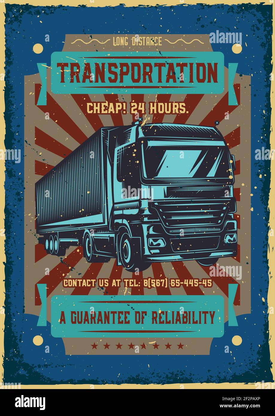 Advertising poster design with illustration of a lorry Stock Vector ...