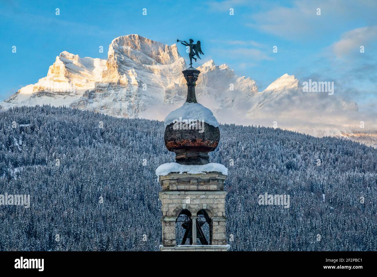 Church of San Rocco, 16th century, in Cancia di Borca di Cadore, behind ...