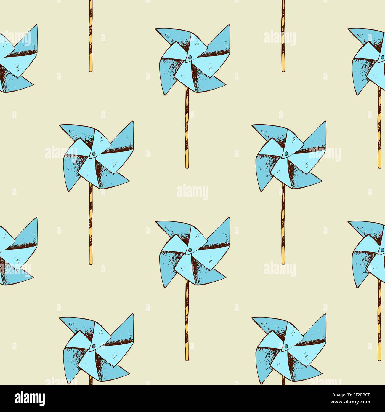 Paper windmill pattern. Pinwheel toy and seamless background. Vector ...