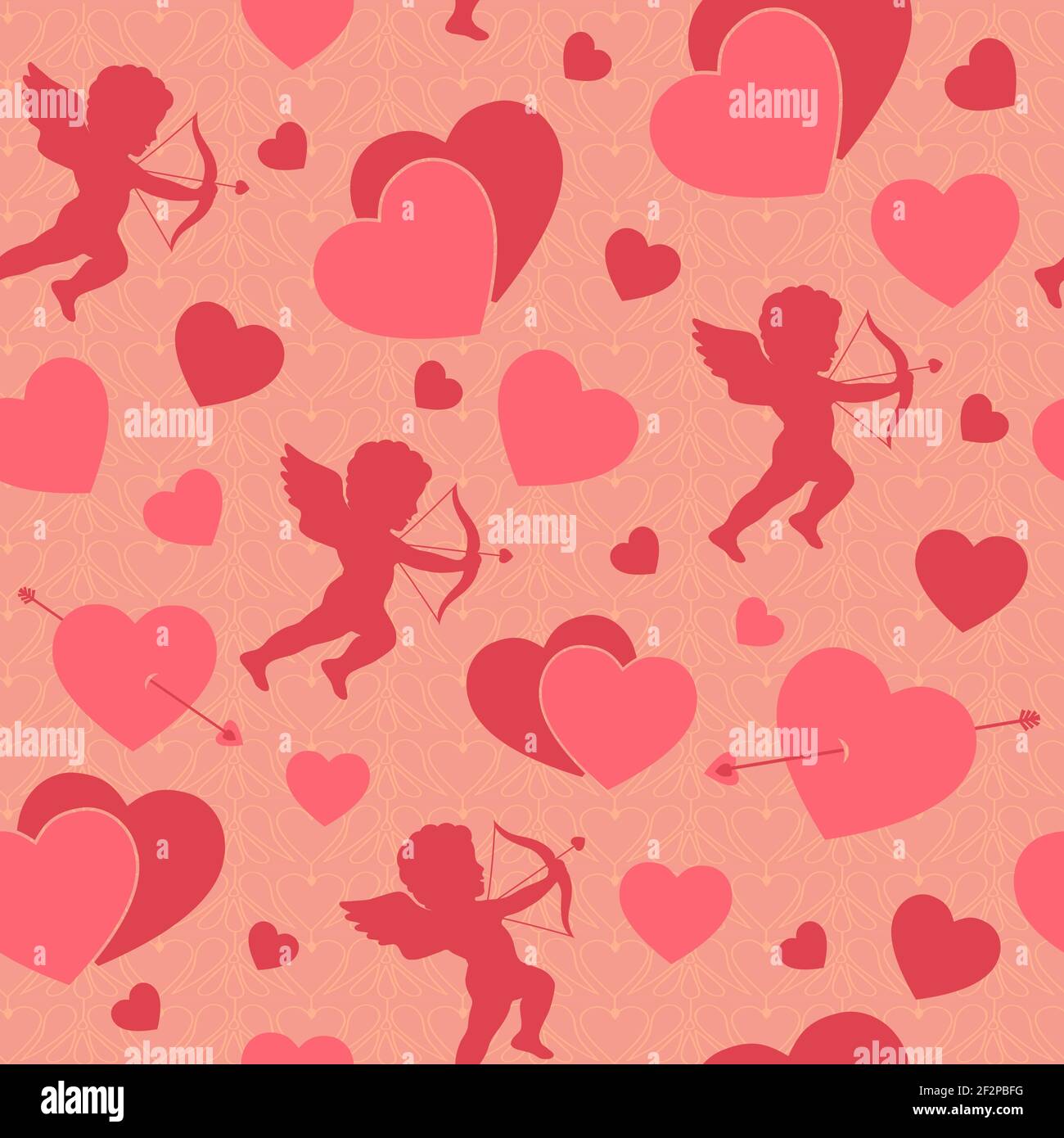 Valentine day seamless romantic pattern background with cupids hearts ...