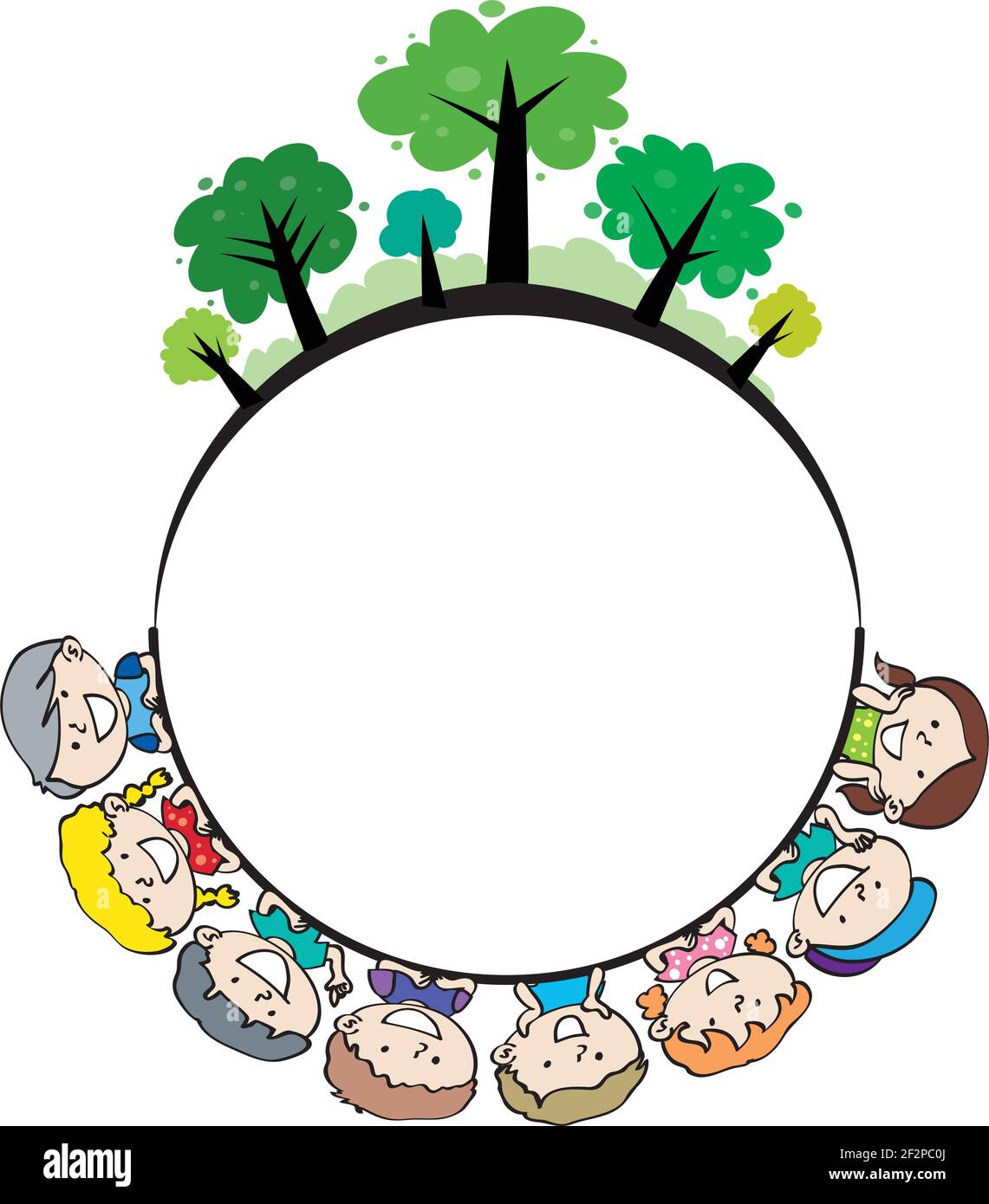 vector cartoon children love trees Stock Vector Image & Art - Alamy