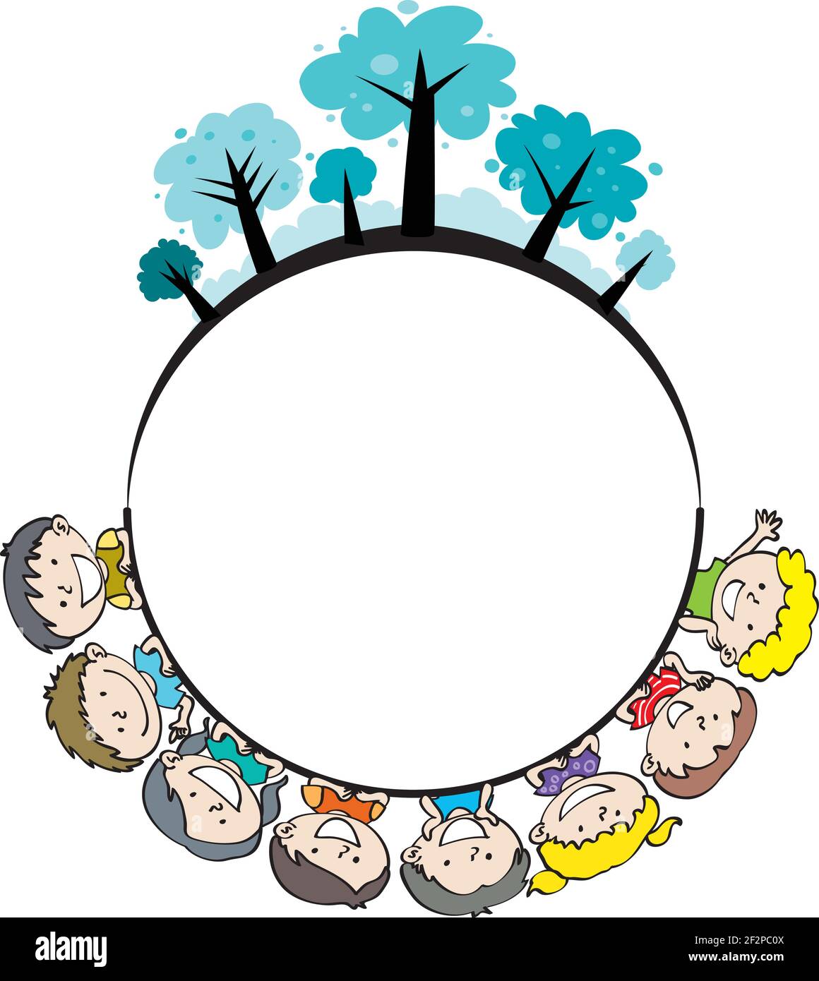 Children with trees Stock Vector Images - Alamy