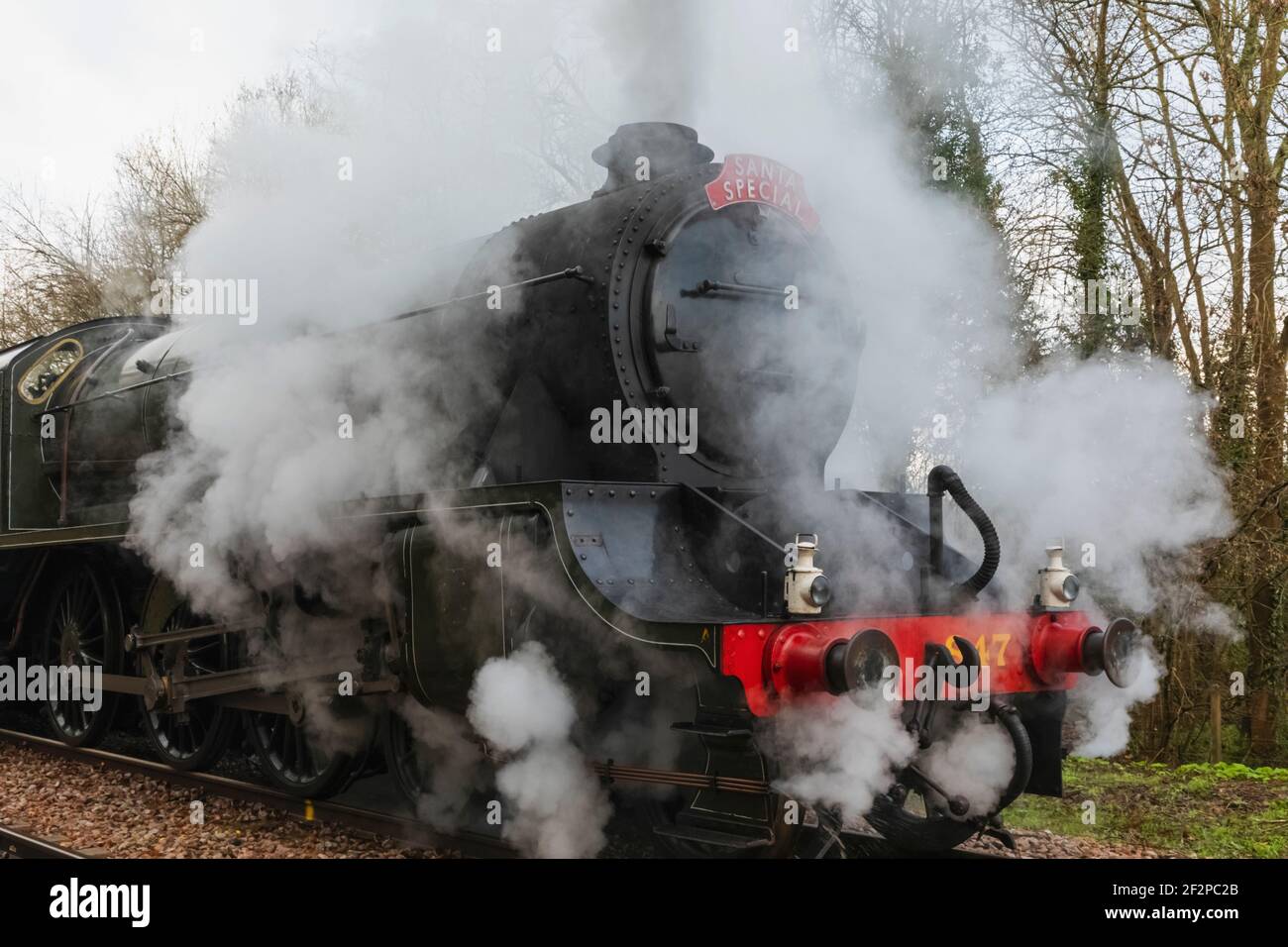 England, East Sussex, The Bluebell Railway, Santa Special Steam Train ...