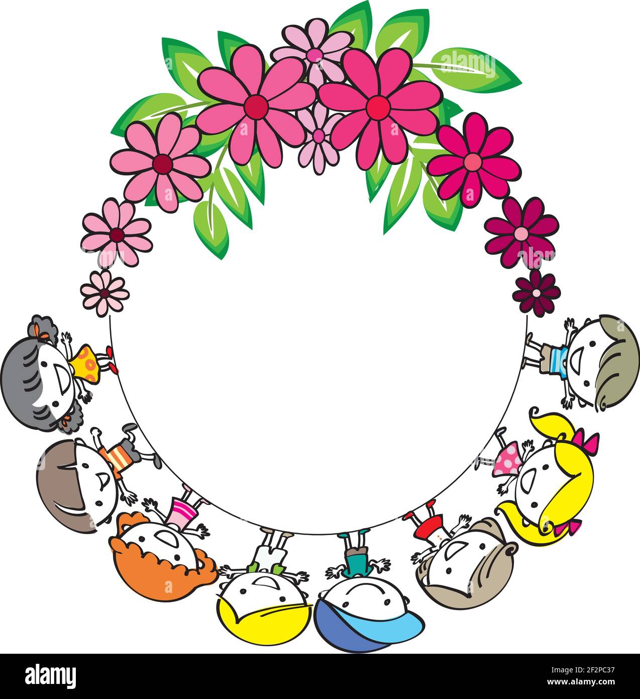 vector cartoon children love garden flowers Stock Vector Image & Art ...