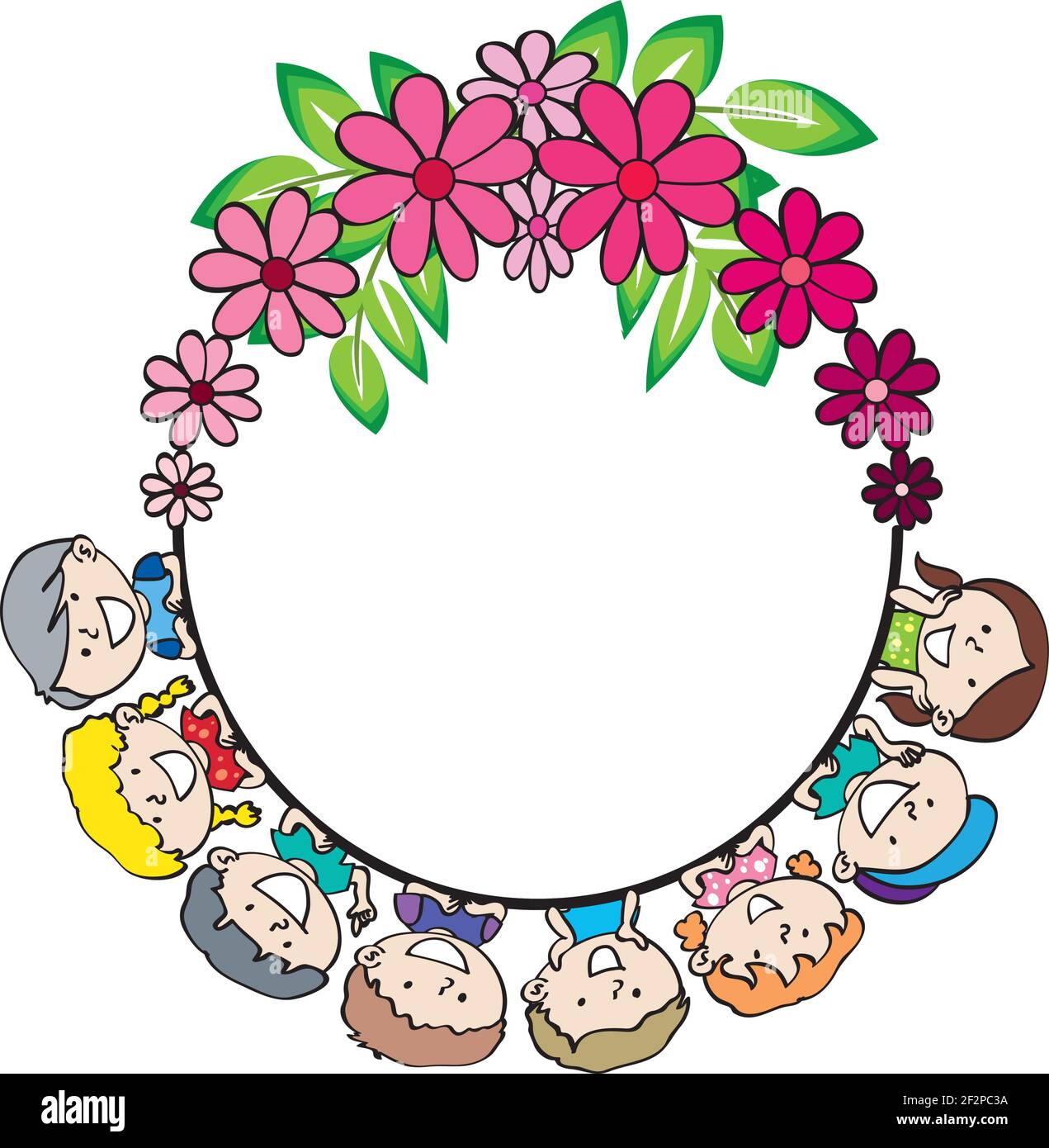 vector cartoon children love garden flowers Stock Vector Image & Art ...