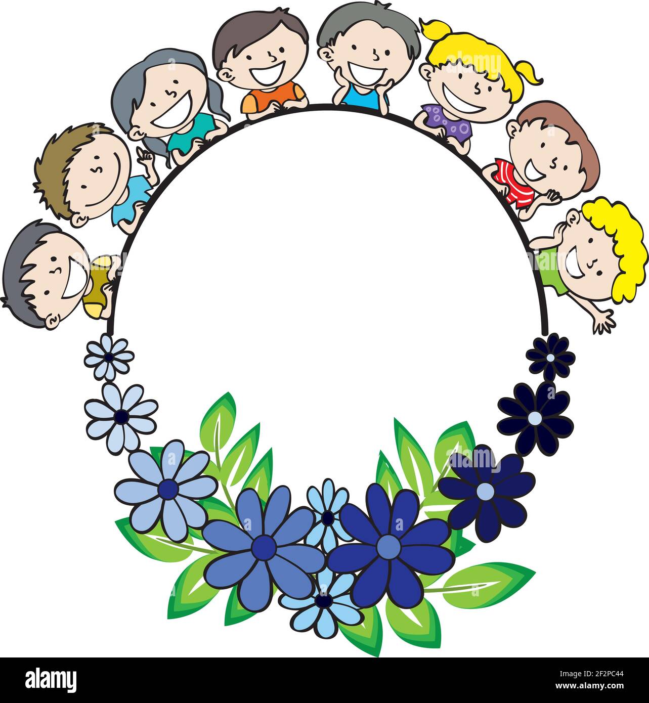 vector cartoon children love garden flowers Stock Vector Image & Art ...