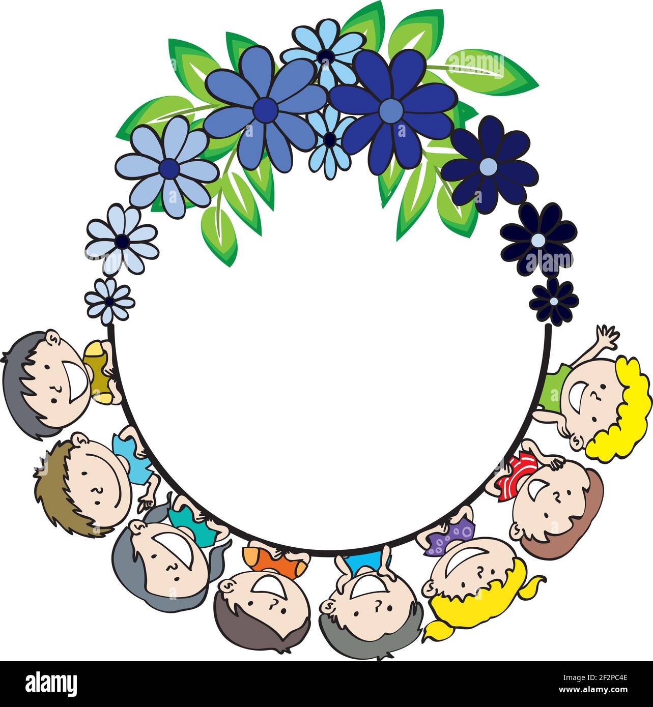 vector cartoon children love garden flowers Stock Vector Image & Art ...