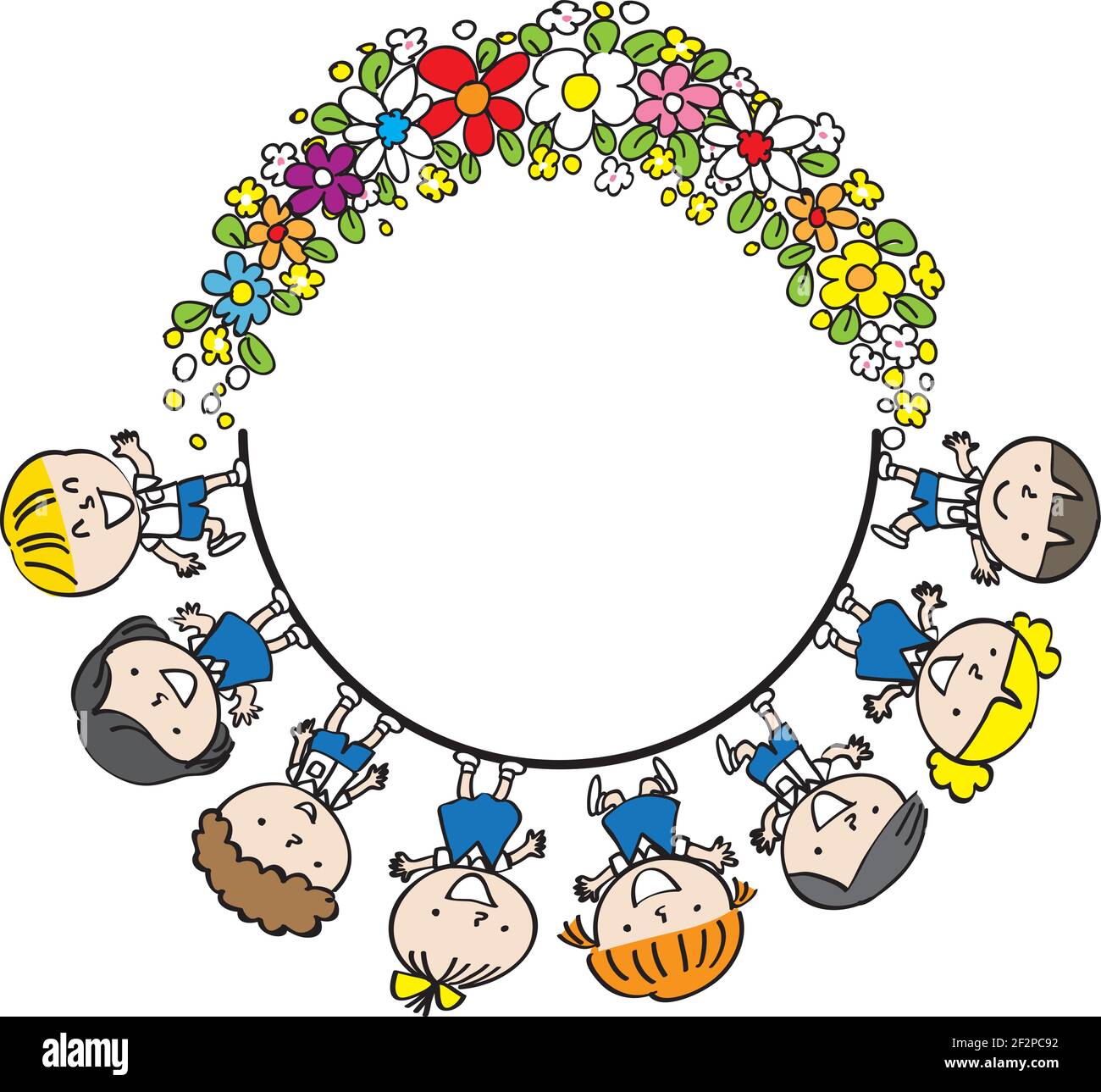 vector cartoon children love garden flowers Stock Vector Image & Art ...