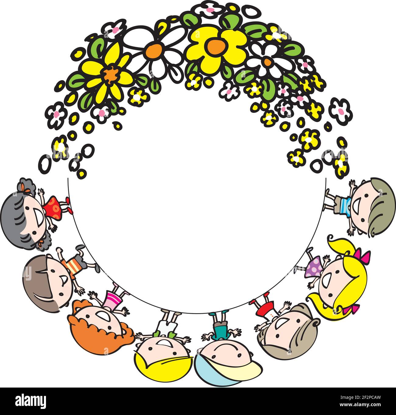 vector cartoon children love garden flowers Stock Vector Image & Art ...