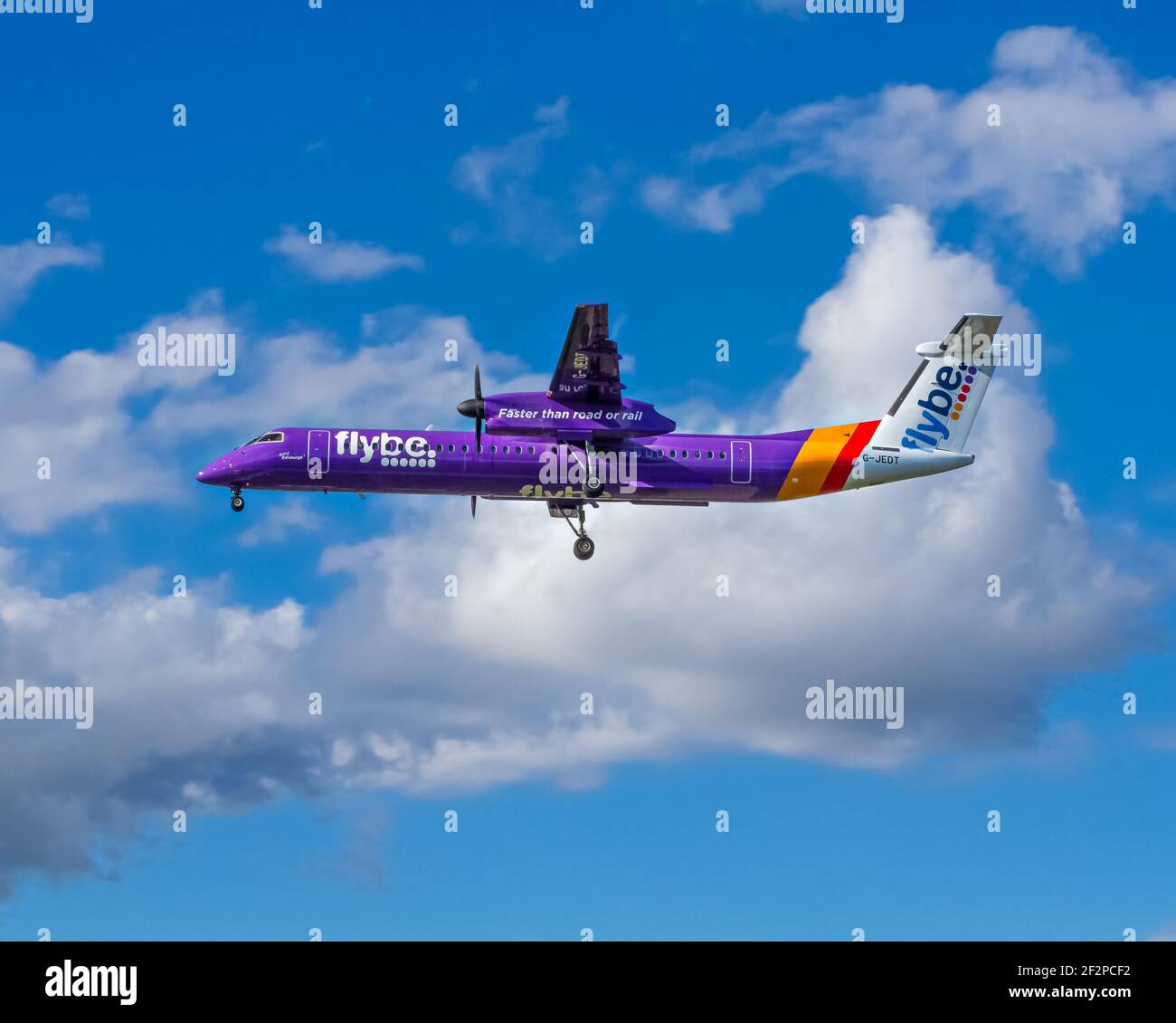 London, Heathrow Airport, UK, August 2017 - Purple Turboprop Jet flown ...