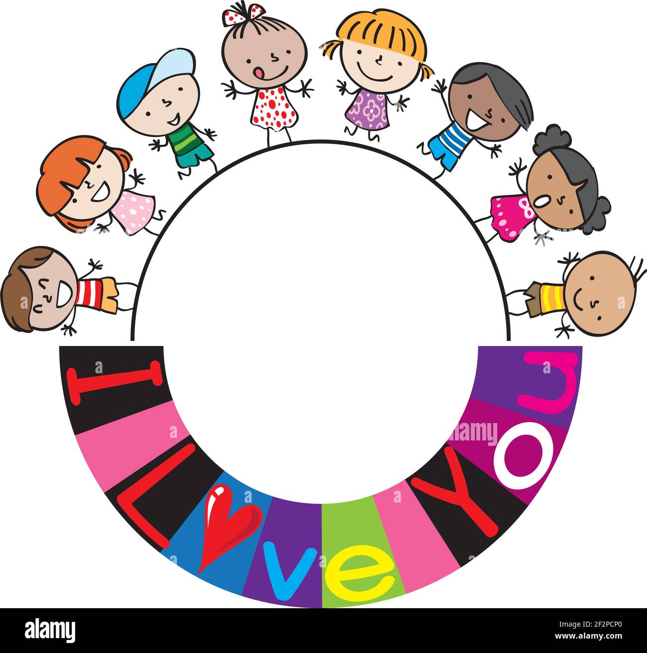 vector cartoon children with i love you Stock Vector Image & Art - Alamy