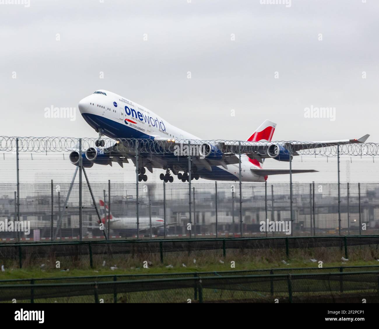 Heathrow Airport, London, UK, January 2020. One World livery, British ...