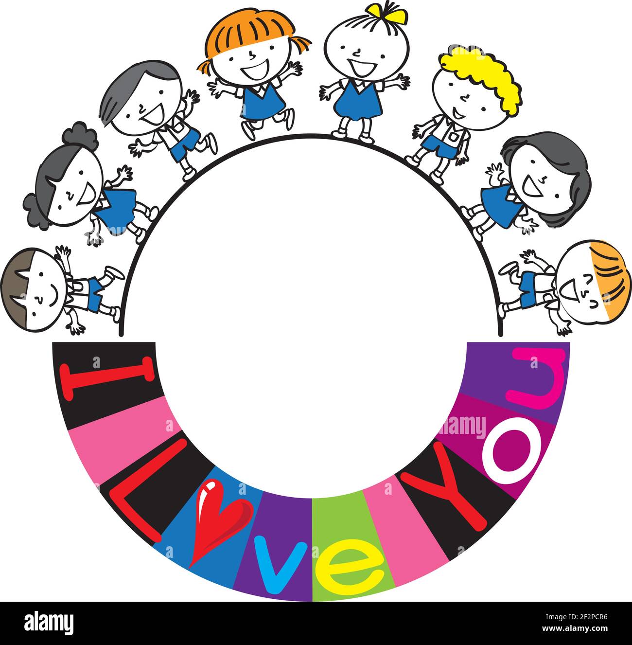 vector cartoon children with i love you Stock Vector Image & Art - Alamy