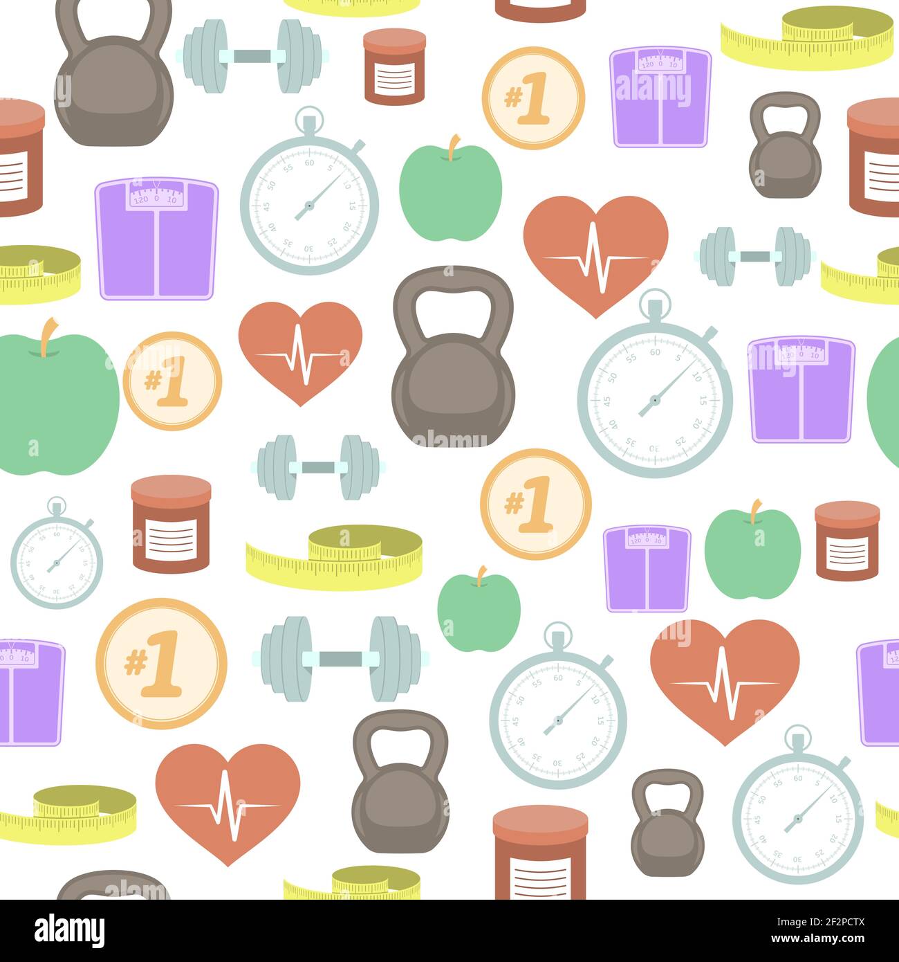 fitness seamless background with sport equipment vector illustration ...