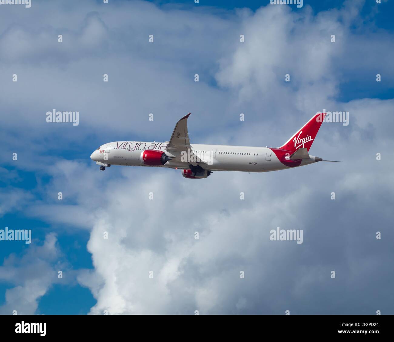 London, Heathrow Airport - February, 2020: Virgin Atlantic Boeing 787-9 ...