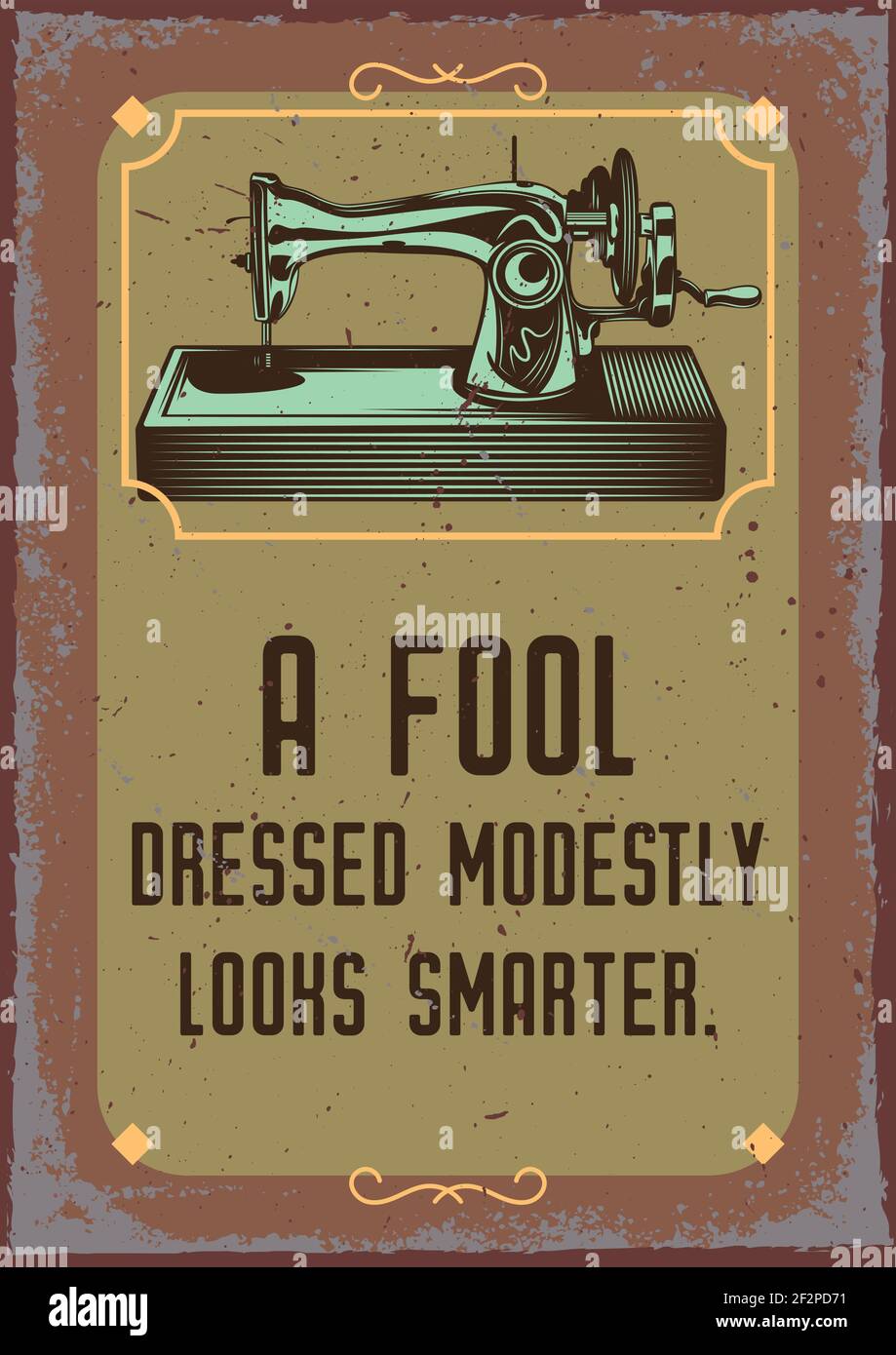 Poster design with illustration of a sewing machine on vintage ...