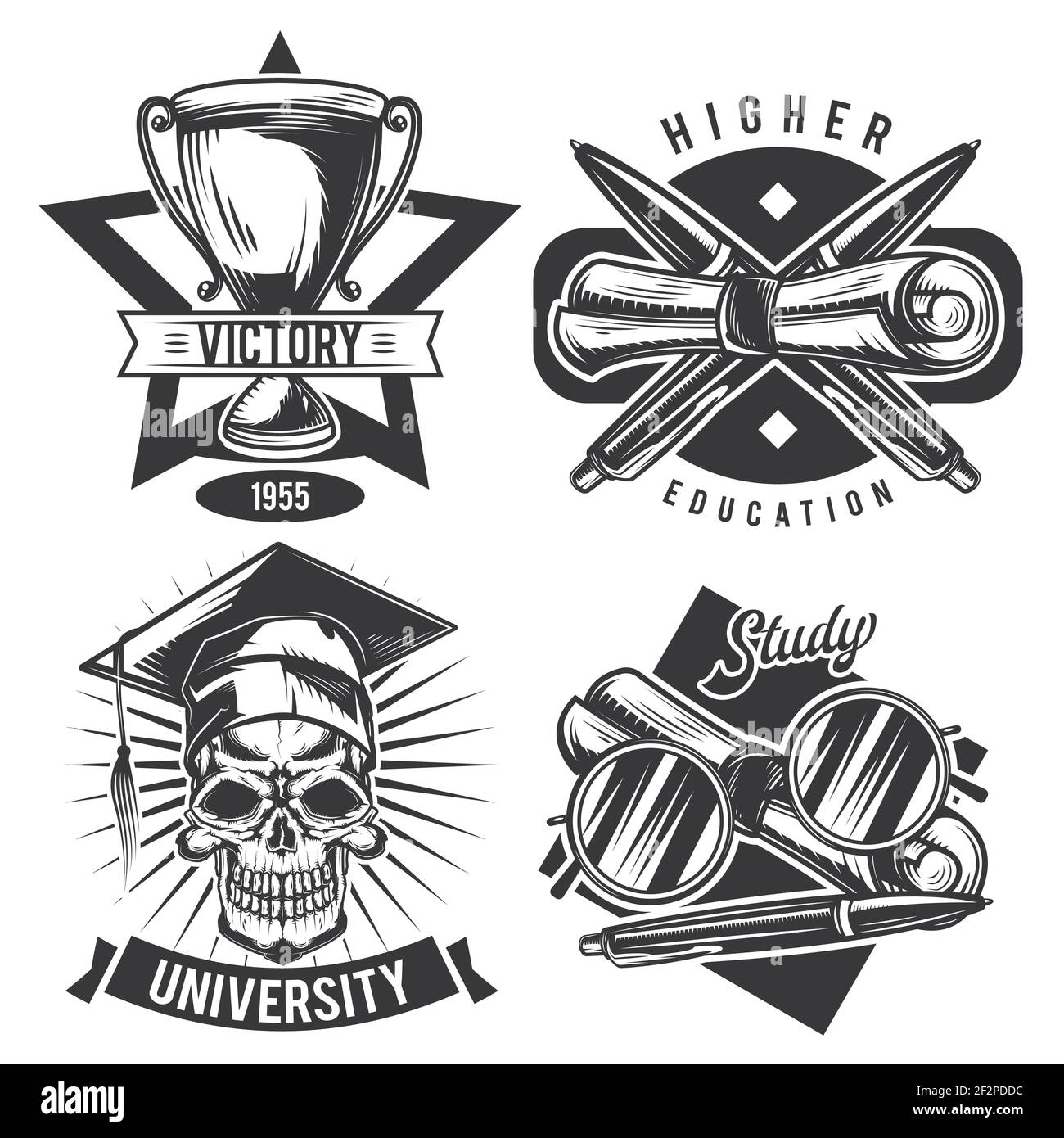Set of vintage educational emblems, labels, badges, logos. Isolated on ...