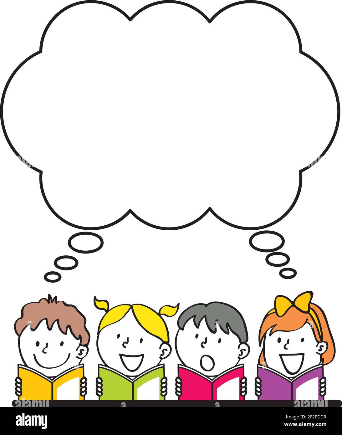 vector cartoon children reading border frame speech bubble background ...