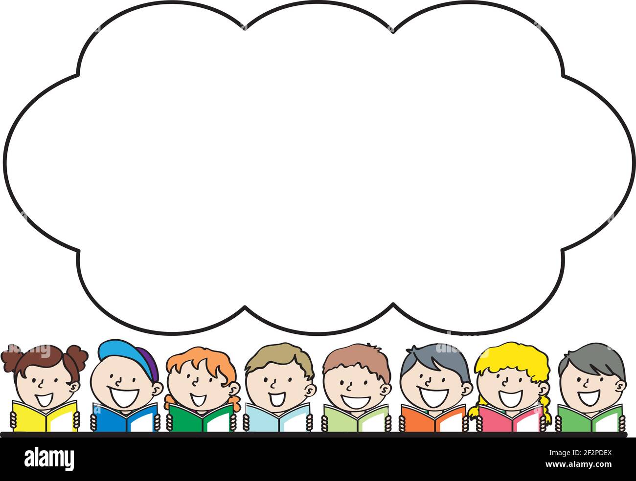 vector cartoon children reading border frame speech bubble background ...