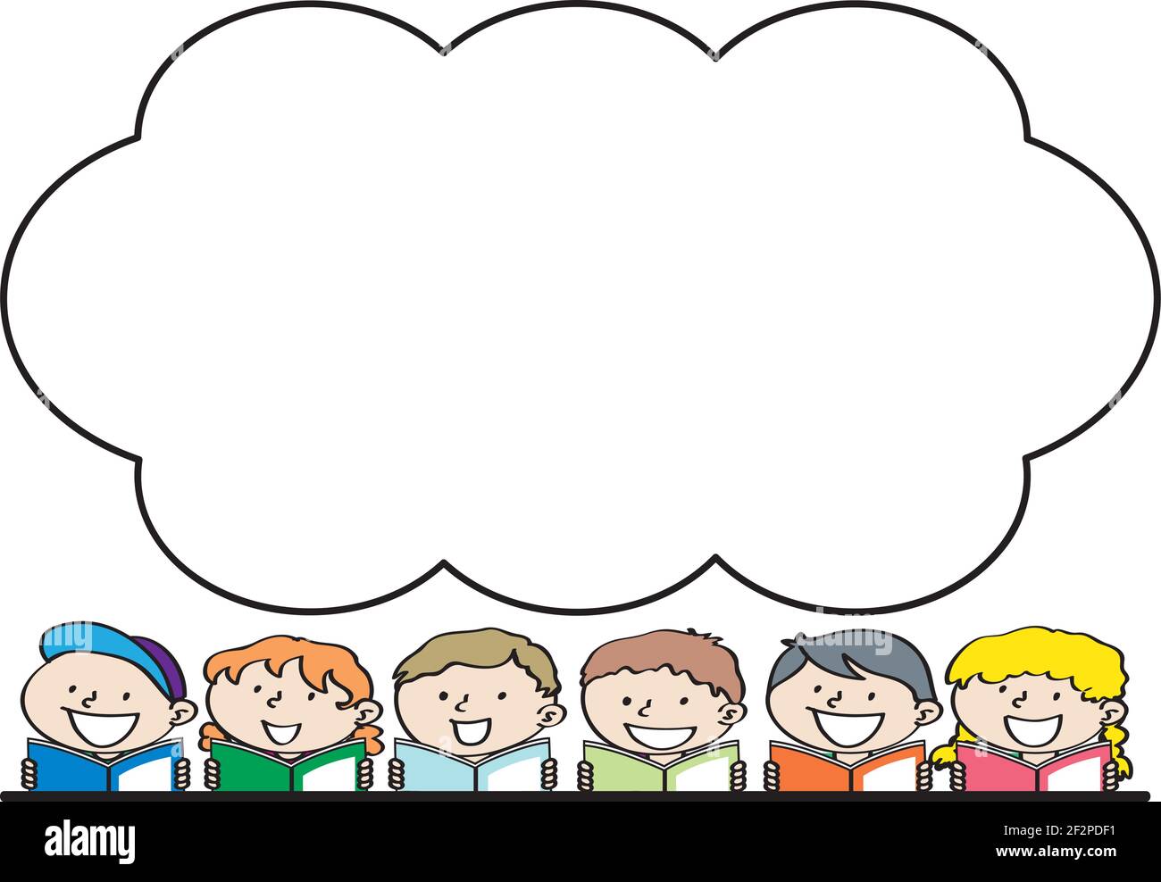 vector cartoon children reading border frame speech bubble background ...