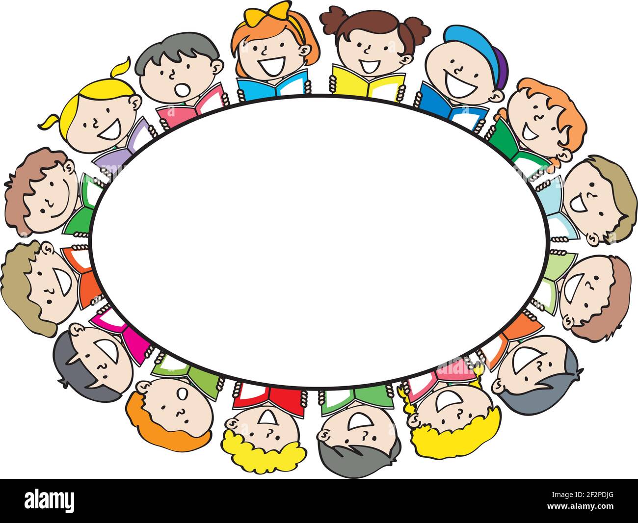 vector cartoon children reading border frame speech bubble background ...