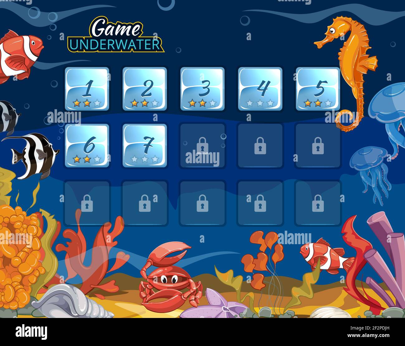 Submarine computer game with user interface. Sea and ocean interface ...