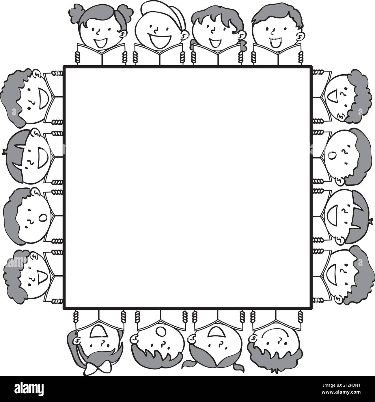 vector cartoon children reading border frame speech bubble background ...