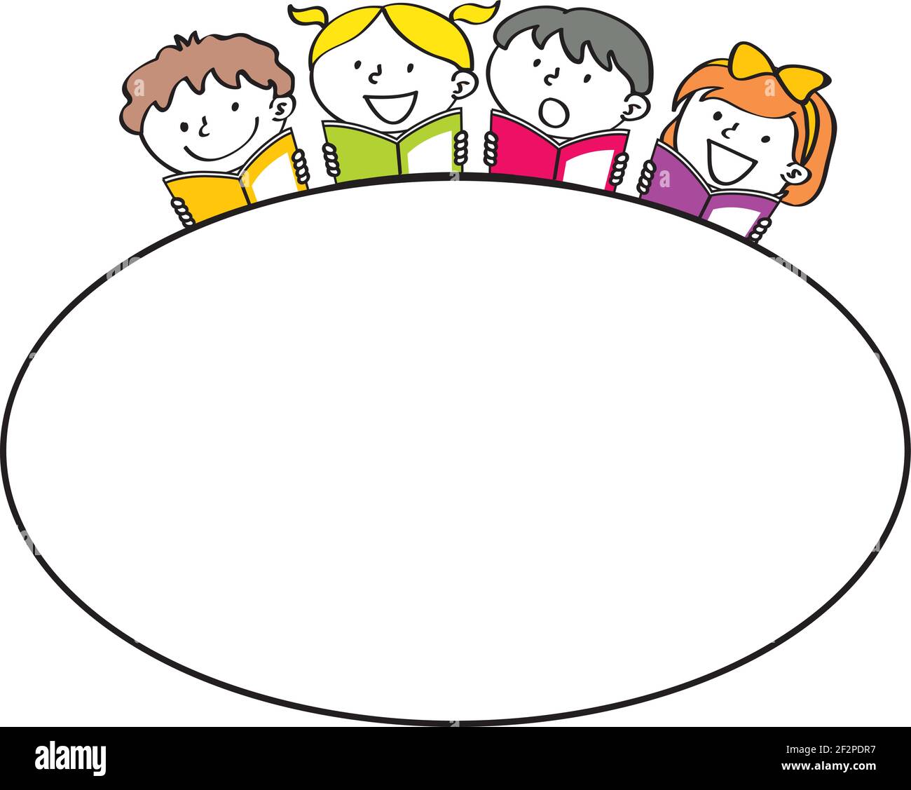 vector cartoon children reading border frame speech bubble background ...