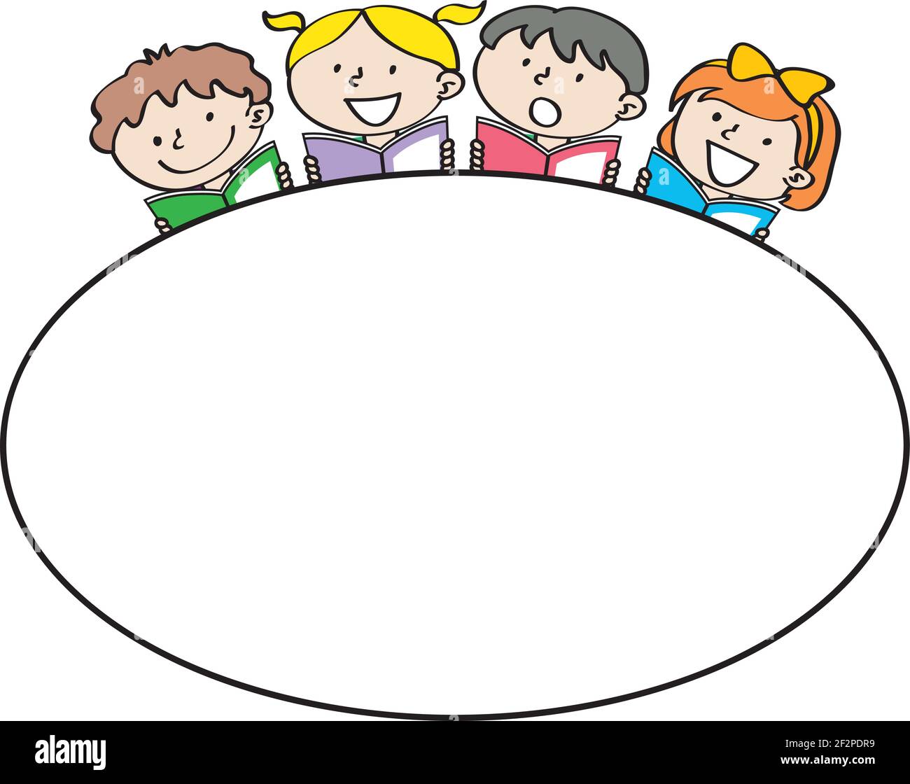 vector cartoon children reading border frame speech bubble background ...