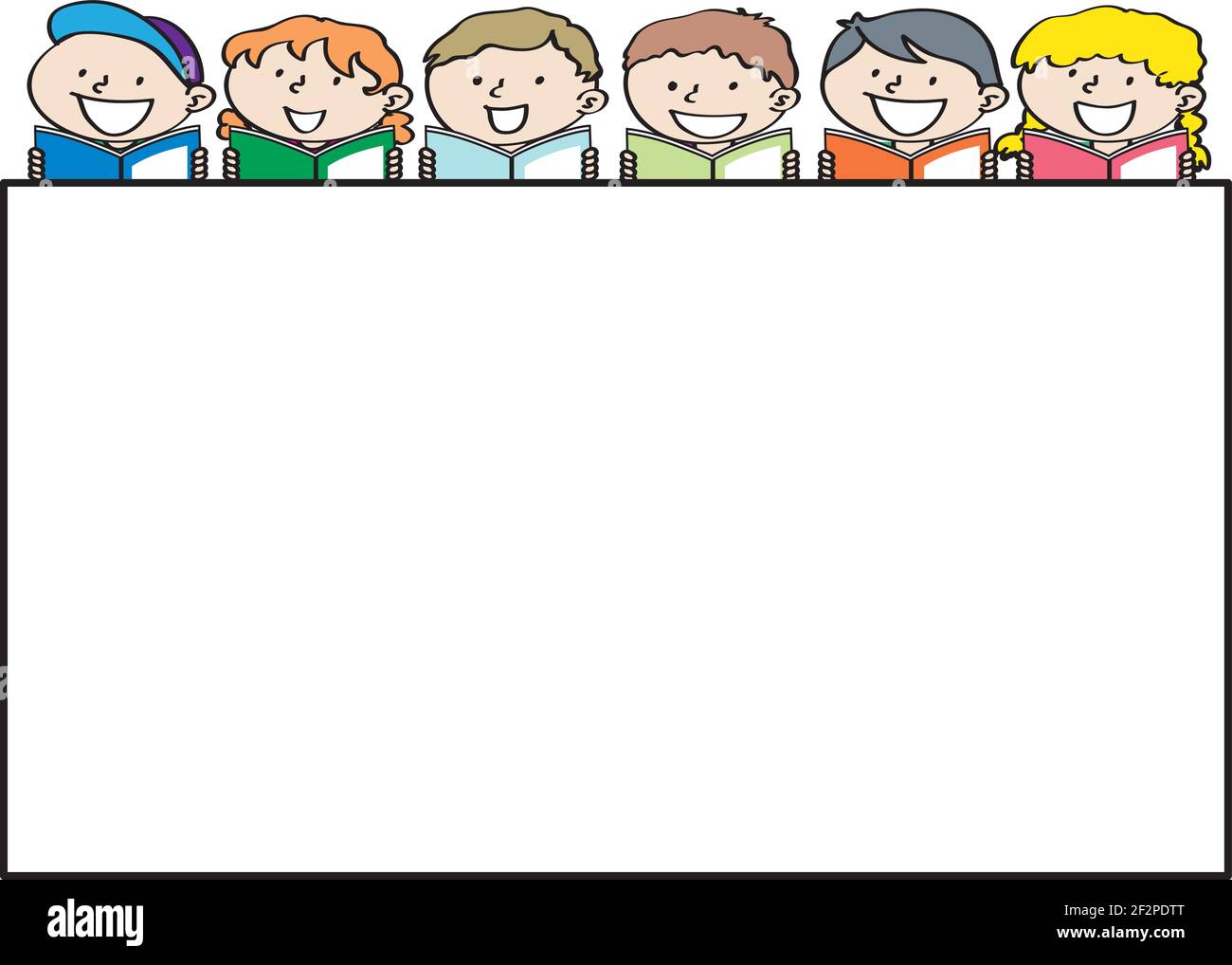 vector cartoon children reading border frame speech bubble background ...