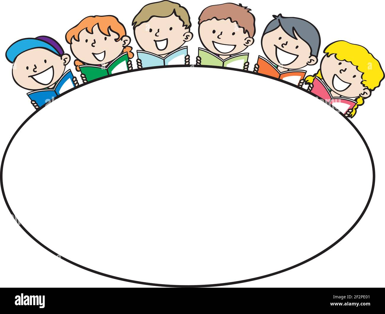 vector cartoon children reading border frame speech bubble background ...