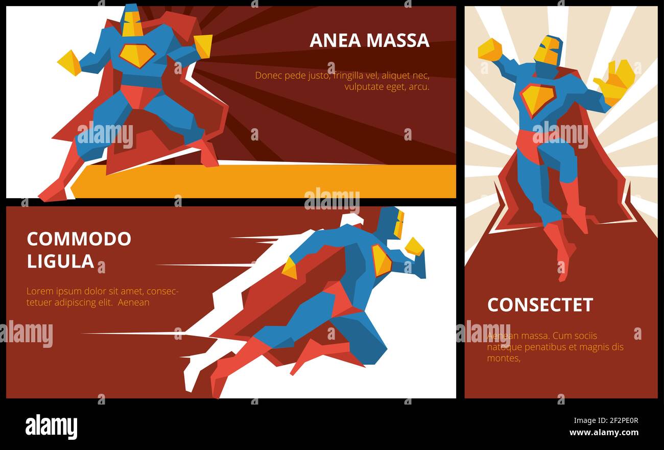Superhero banners vector set. Superhero power, superhero character ...